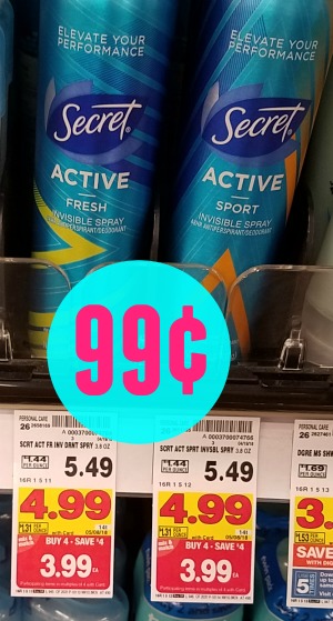 Secret Invisible Spray Deodorant Just 99¢ - Kroger Couponing